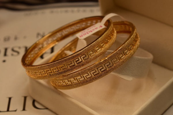 24K One Dip Indian Madrasi Gold Plated Fancy Bangles Set for Girls/Wom ...