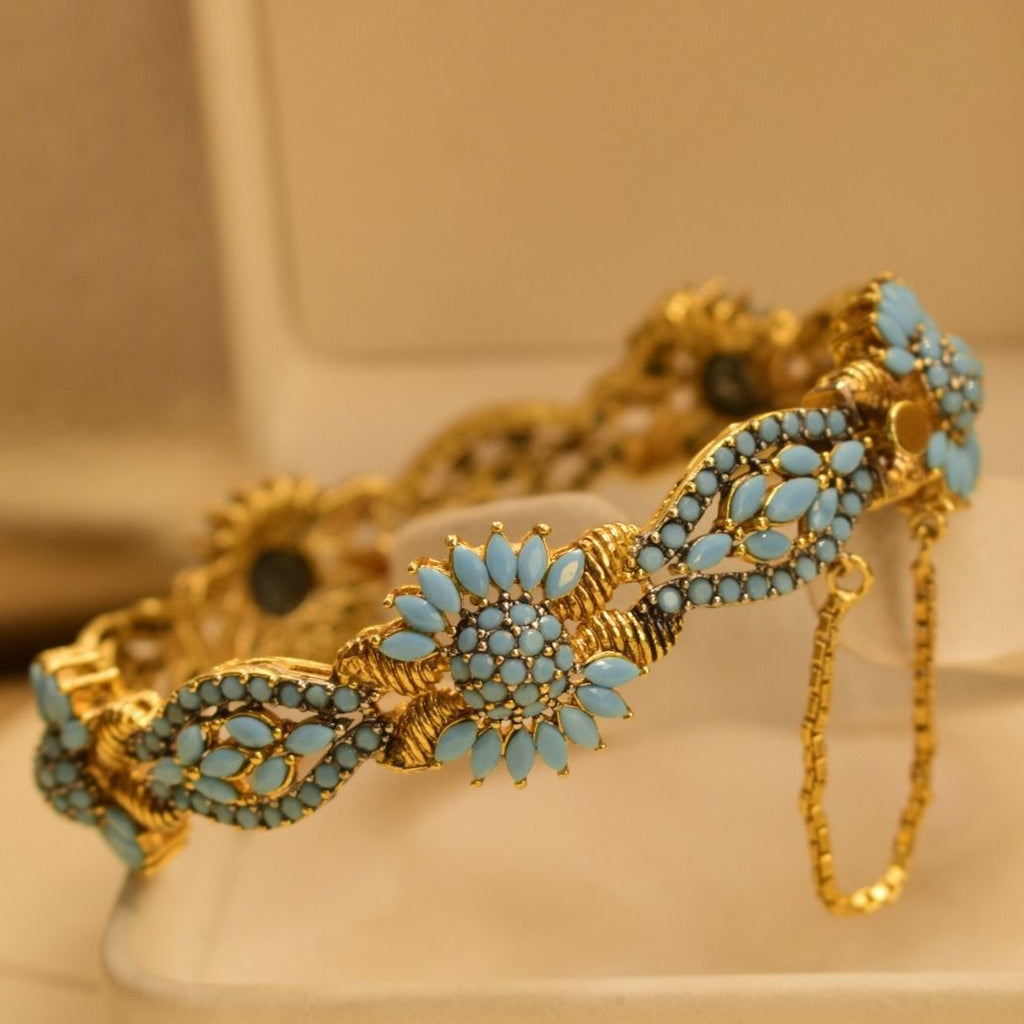 Unique Design Gold Plated Ferozi/black Bangles for Girls/Women | Meerzah