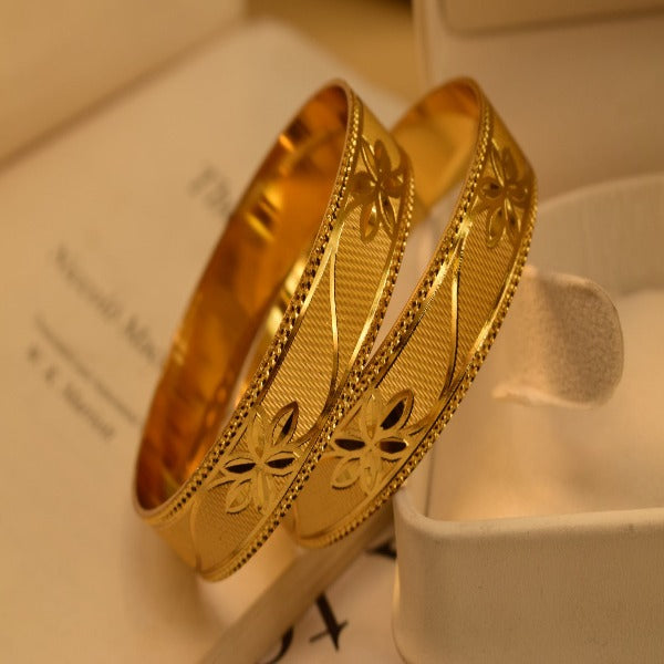 18k Gold Design Indian Gold Plated Bangles set for Girls/Women | Meerzah